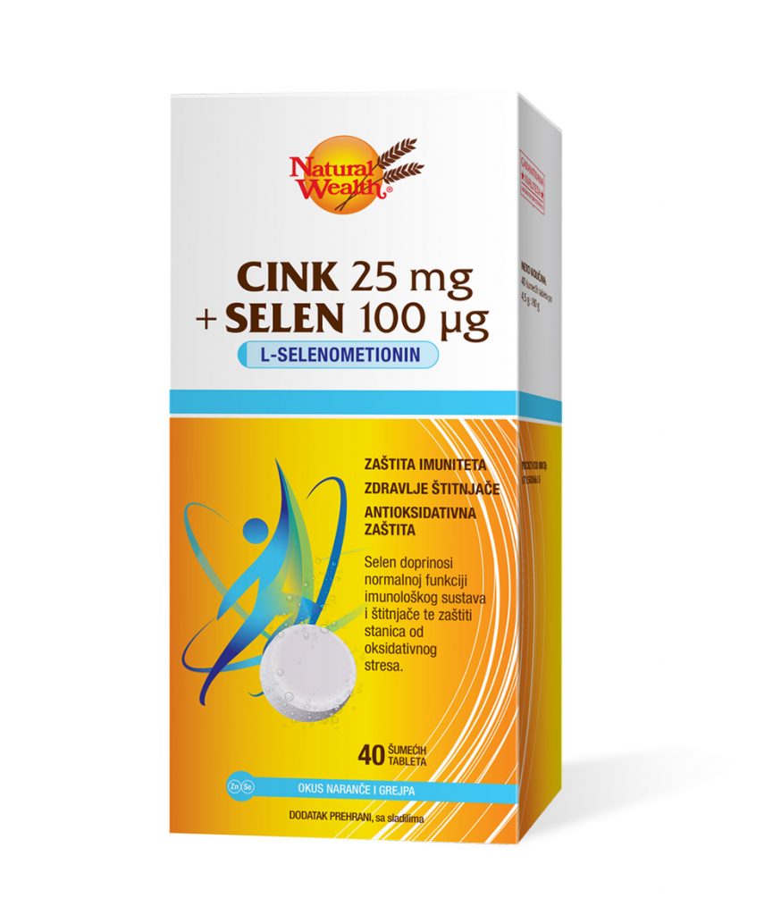 NATURAL WEALTH CINK 25MG +SELEN 100 MCG A40,šumeća tableta – Mojaljekarna